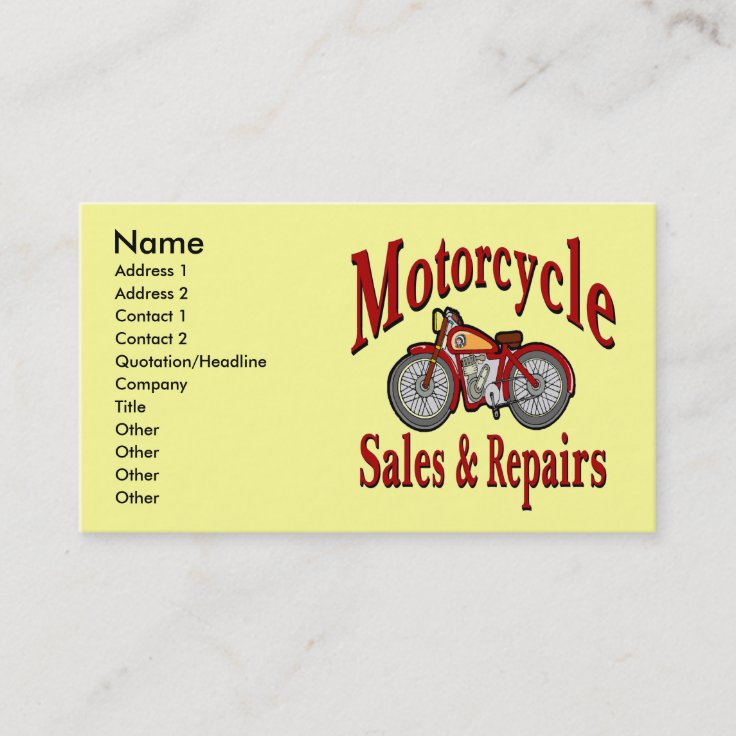 Motorcycle Repairs, Business Card | Zazzle