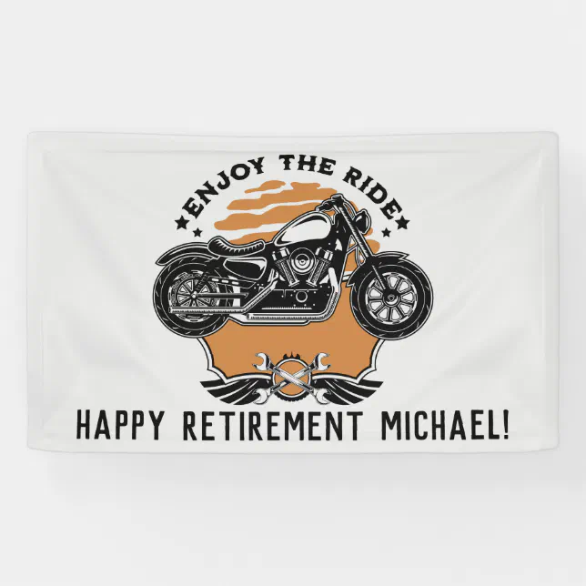 Motorcycle Retirement Party Banner | Zazzle