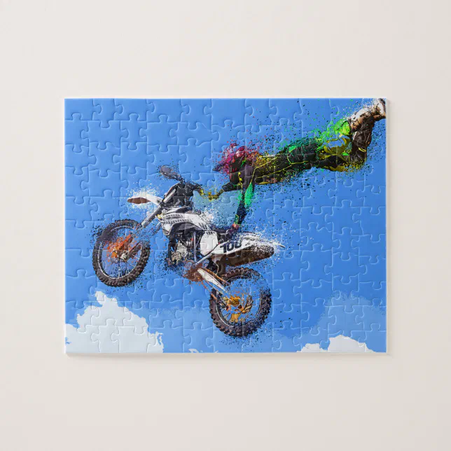 Motorcycle rider motocross jump jigsaw puzzle | Zazzle
