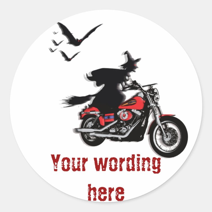 Motorcycle riding witch stickers - customize | Zazzle