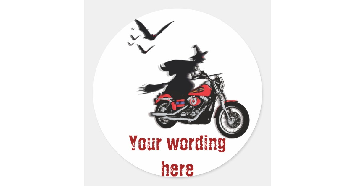 Motorcycle riding witch stickers - customize | Zazzle