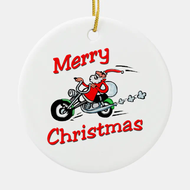 Motorcycle Santa Ceramic Ornament | Zazzle