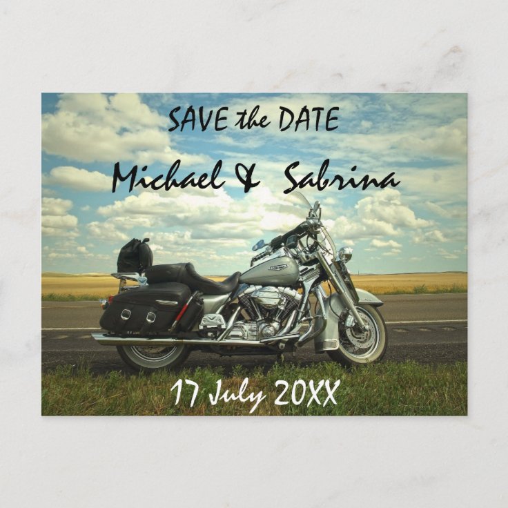 Motorcycle Save the Date Announcement Postcard | Zazzle