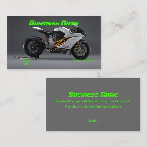 Motorcycle shop business card | Zazzle