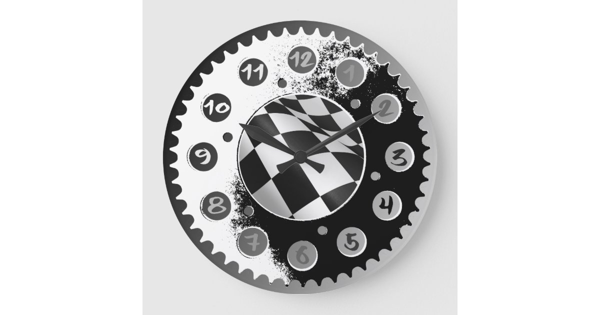 MOTORCYCLE SPROCKET WALL CLOCKS. LARGE CLOCK | Zazzle