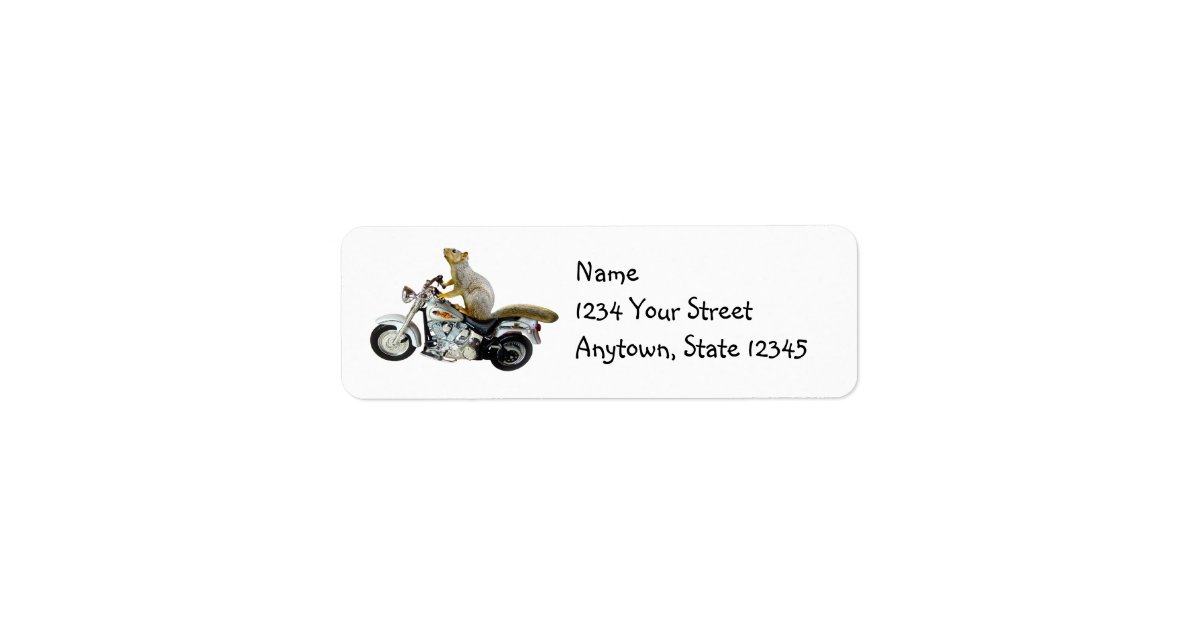 Motorcycle Squirrel Return Address Labels | Zazzle