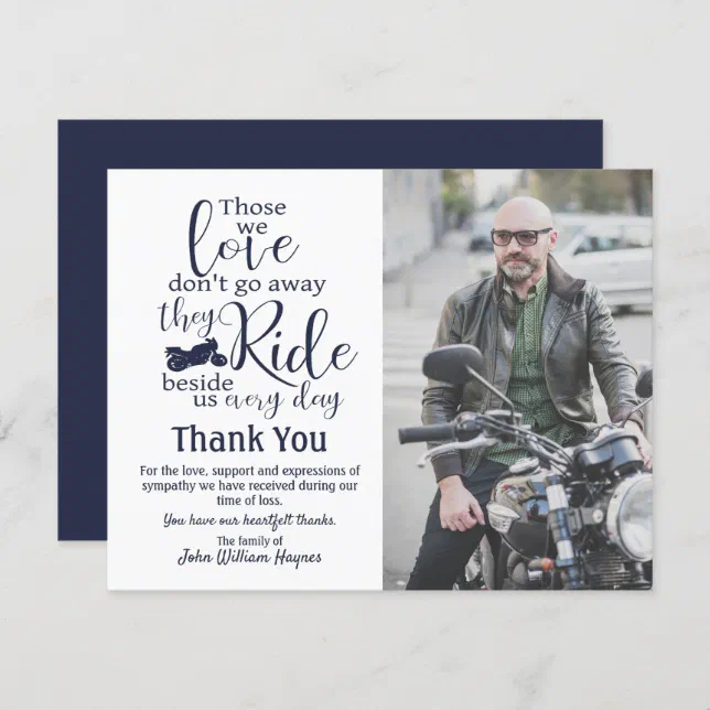 Motorcycle Thank You Funeral Sympathy | Zazzle
