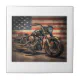 Motorcycle USA Flag Retro Biker Ceramic Tile | Zazzle