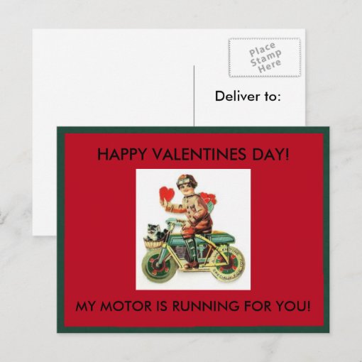 MOTORCYCLE VALENTINES DAY POSTCARD | Zazzle