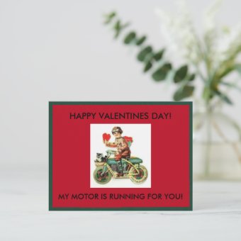 MOTORCYCLE VALENTINES DAY POSTCARD | Zazzle