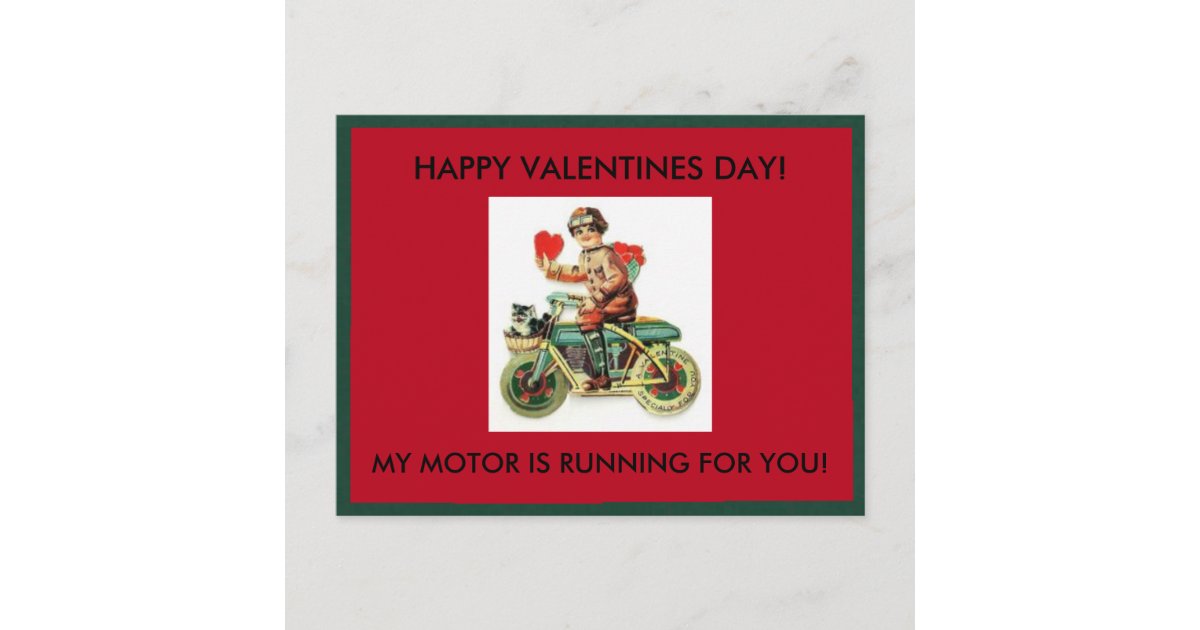 MOTORCYCLE VALENTINES DAY POSTCARD | Zazzle