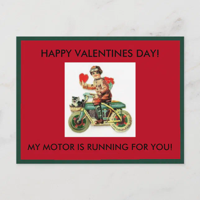 MOTORCYCLE VALENTINES DAY POSTCARD | Zazzle