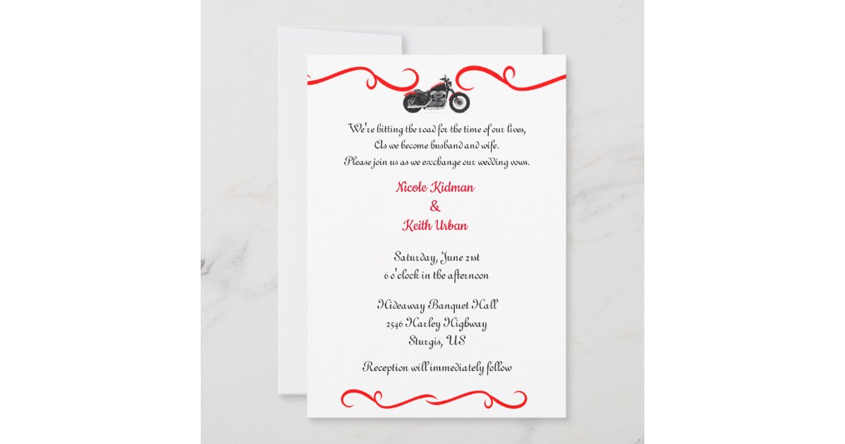 Motorcycle Wedding Invitations | Zazzle