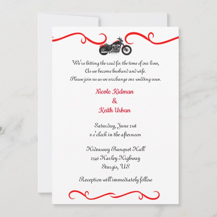 Motorcycle Wedding Invitations | Zazzle.com