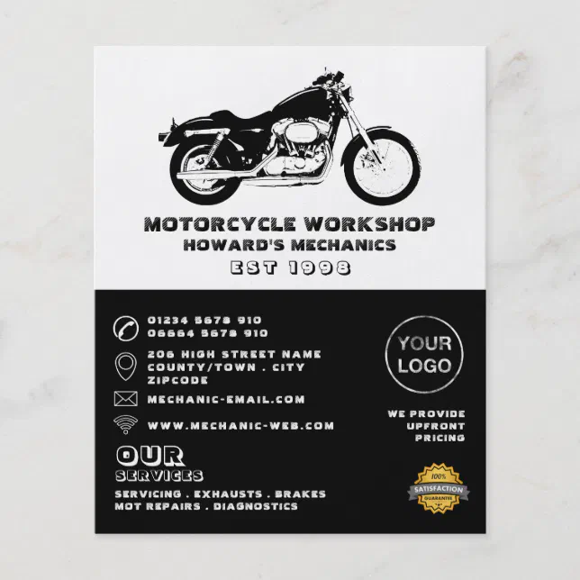 Motorcycle Workshop, Mechanic & Repair Advertising Flyer | Zazzle