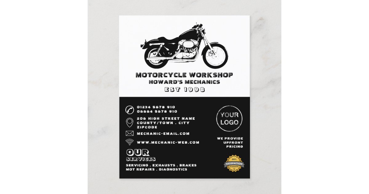 Motorcycle Workshop, Mechanic & Repair Advertising Flyer | Zazzle