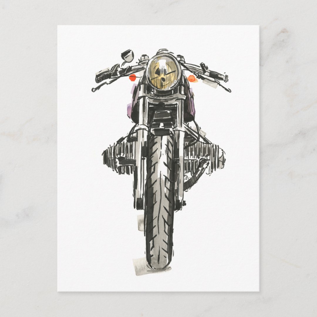 Motorcycles in Ink II Postcard | Zazzle