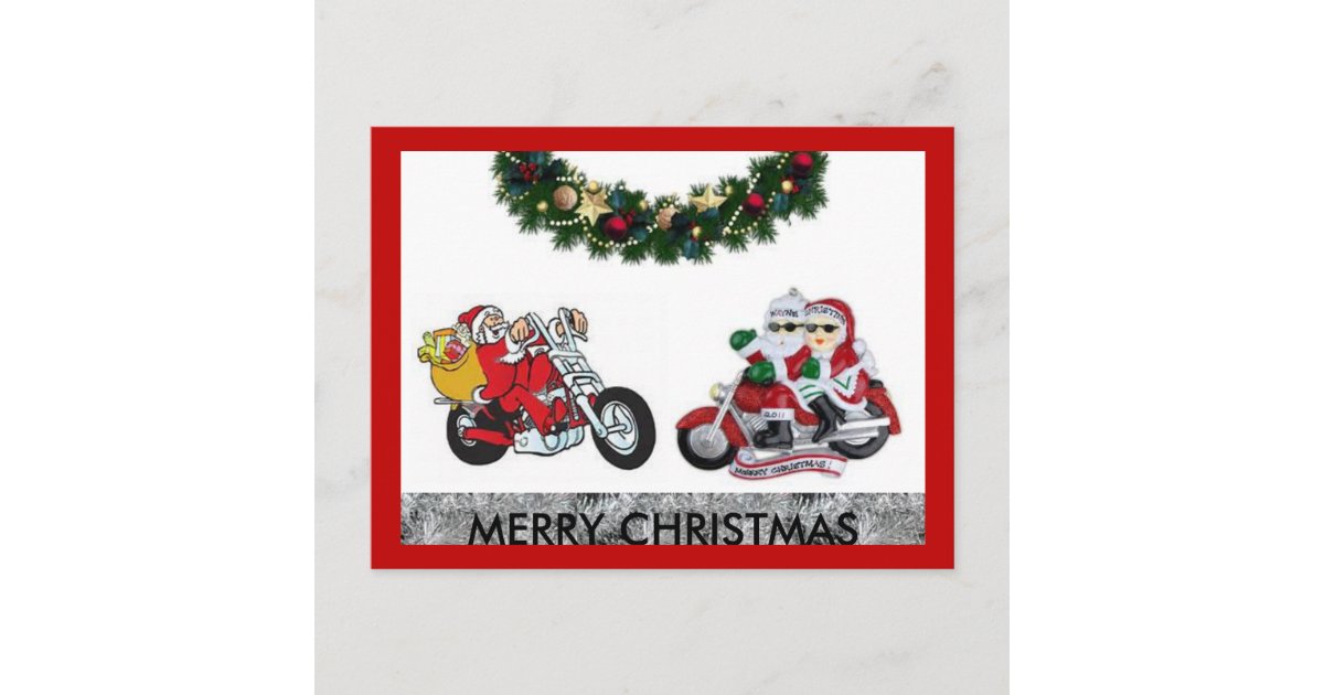 Motorcycles Merry Christmas post card | Zazzle