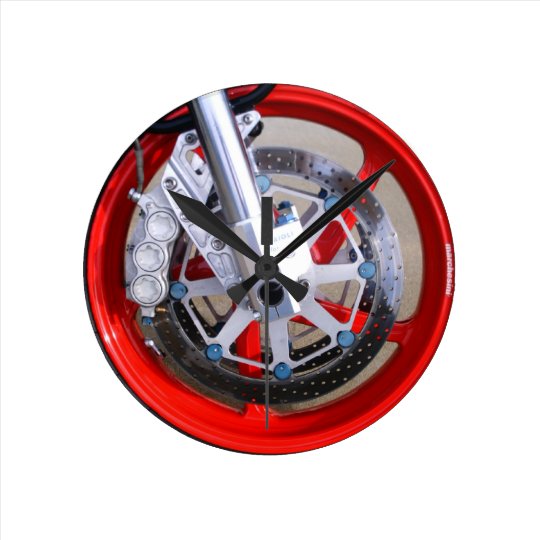 Motorcycles Motorcycle Wheel Red Rims Photo Round Clock | Zazzle.com