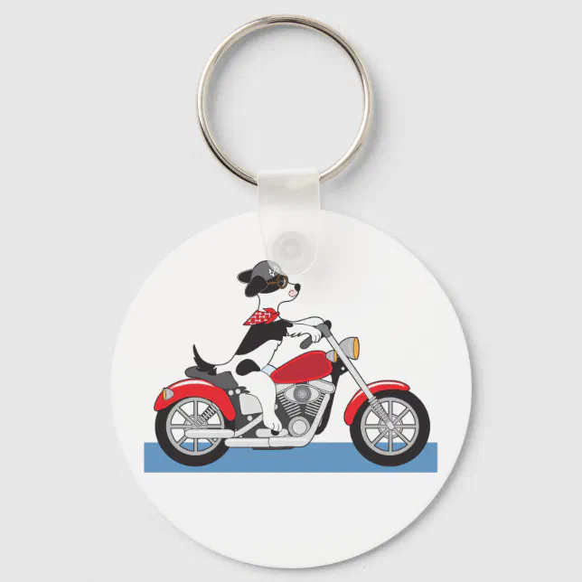 Motorcycling Dog Keychain | Zazzle