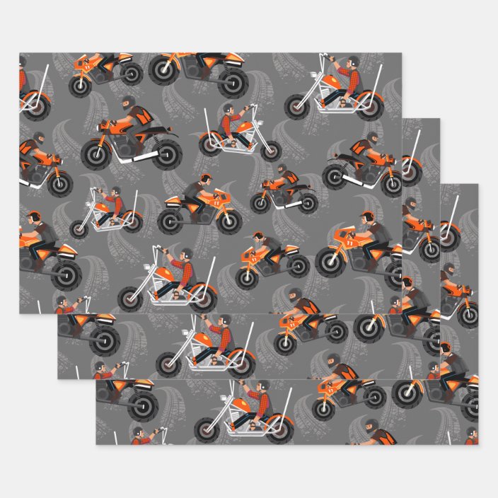 Motorcyclist Gift Offroad Motorcycle Biker Pattern Wrapping Paper ...