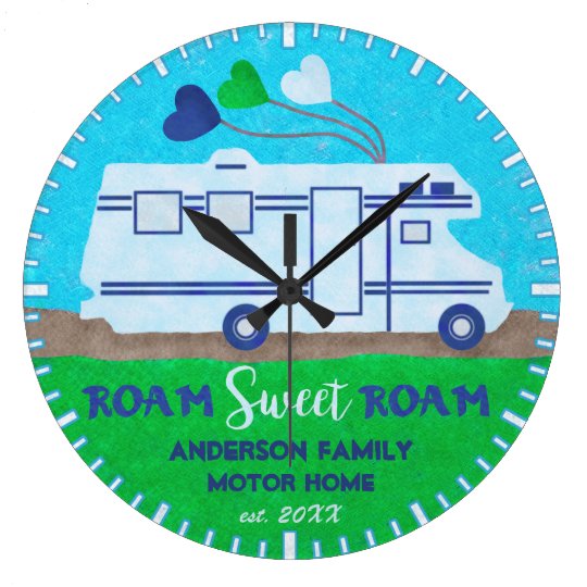 Motorhome RV Camper Roam Personalized Name V2 Large Clock | Zazzle.com