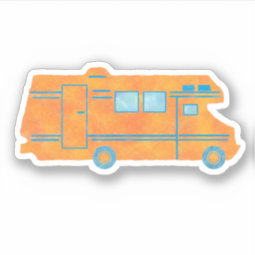 Motorhome RV Camper Travel Van Cute Orange Paint Sticker | Zazzle