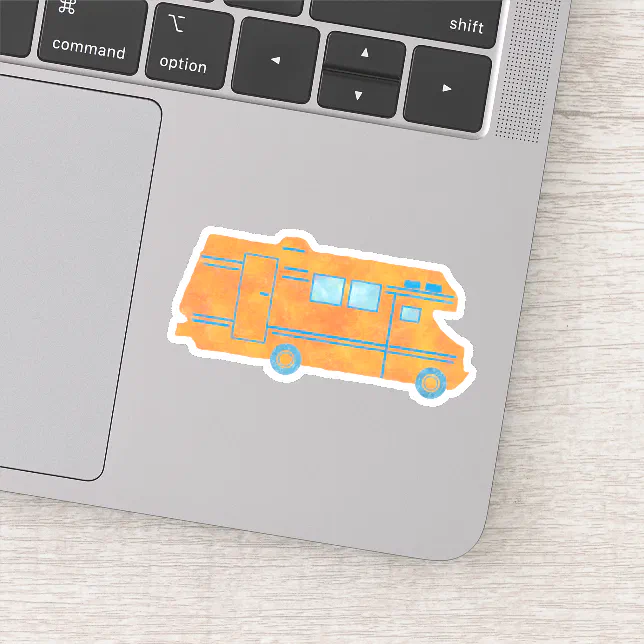 Motorhome RV Camper Travel Van Cute Orange Paint Sticker | Zazzle