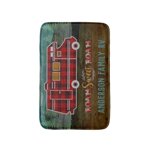Motorhome RV Camper Travel Van Rustic Personalized Bath Mat | Zazzle