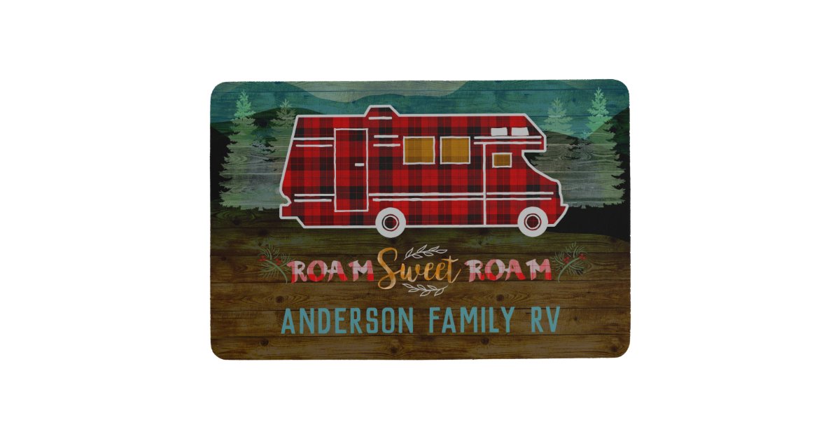 Motorhome RV Camper Travel Van Rustic Personalized Floor Mat | Zazzle
