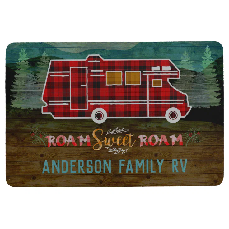 Motorhome RV Camper Travel Van Rustic Personalized Floor Mat | Zazzle