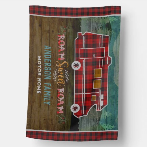 Motorhome RV Camper Travel Van Rustic Personalized House Flag | Zazzle