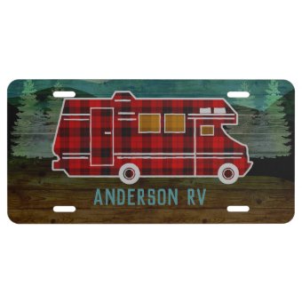 Motorhome RV Camper Travel Van Rustic Personalized License Plate | Zazzle