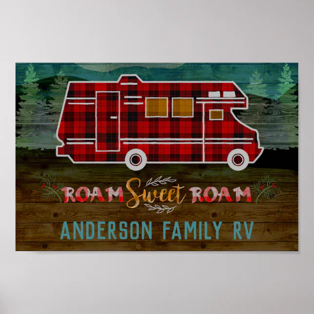 Motorhome RV Camper Travel Van Rustic Personalized Poster | Zazzle