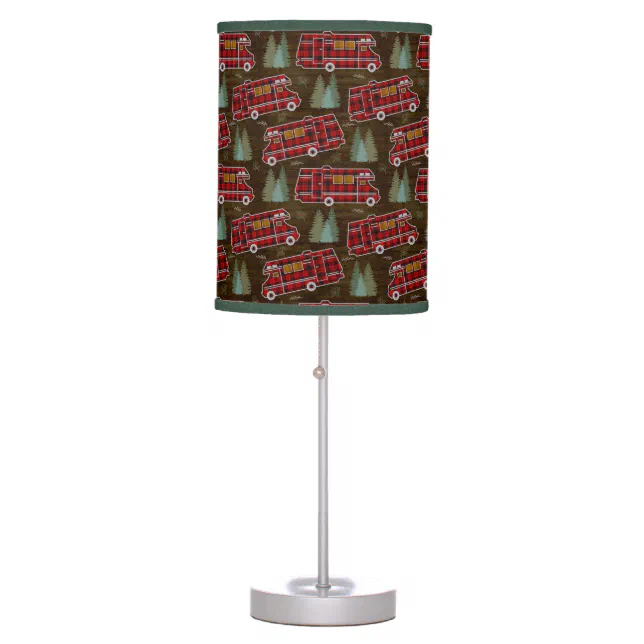 Motorhome RV Camper Travel Van Rustic Pine Pattern Table Lamp | Zazzle