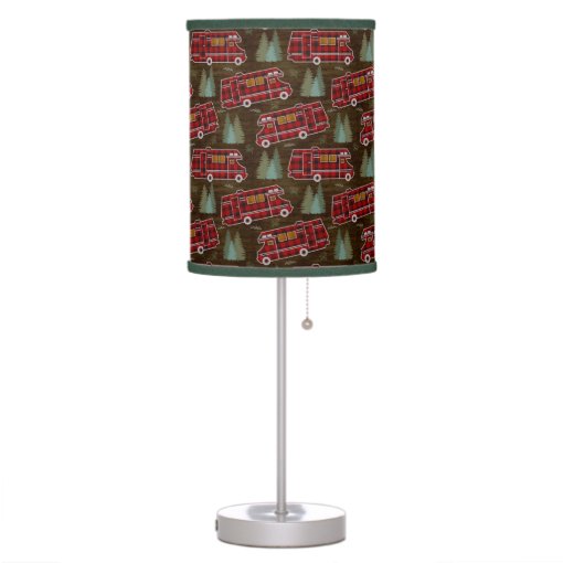Motorhome RV Camper Travel Van Rustic Pine Pattern Table Lamp | Zazzle