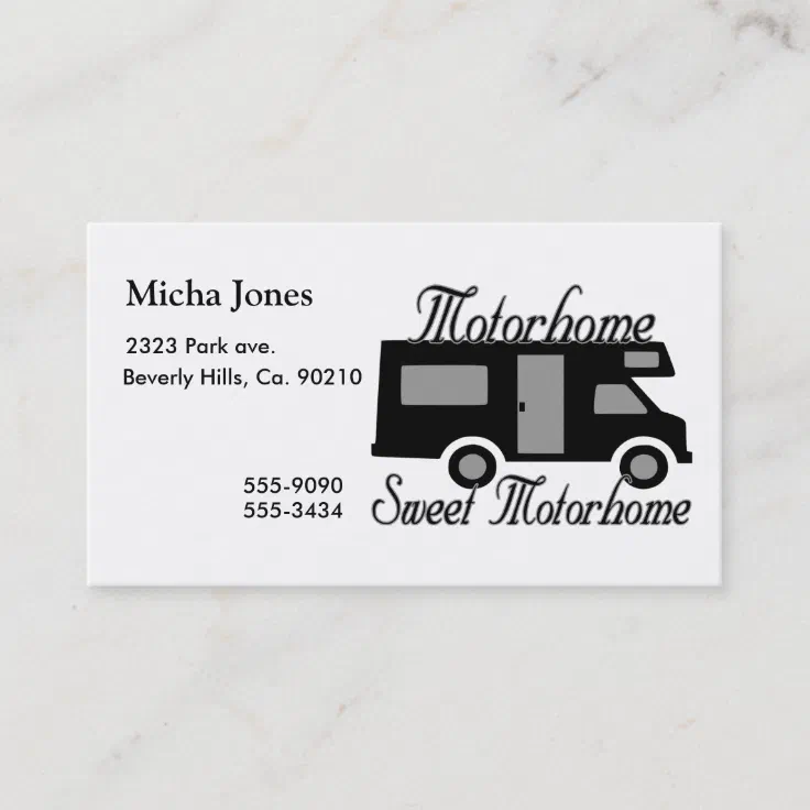 Motorhome Sweet Motorhome RV Business Card | Zazzle