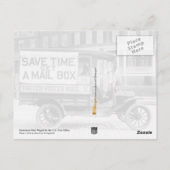 Motorized Mail Wagon by the U.S. Post Office Dept. Postcard | Zazzle