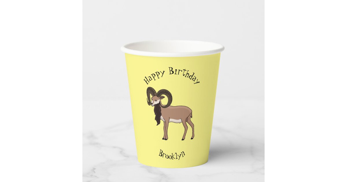 Mouflon goat illustration paper cups | Zazzle