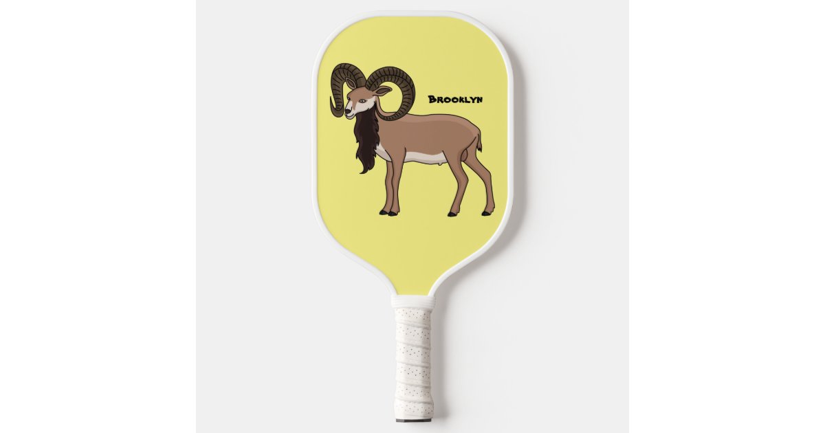 Mouflon goat illustration pickleball paddle | Zazzle