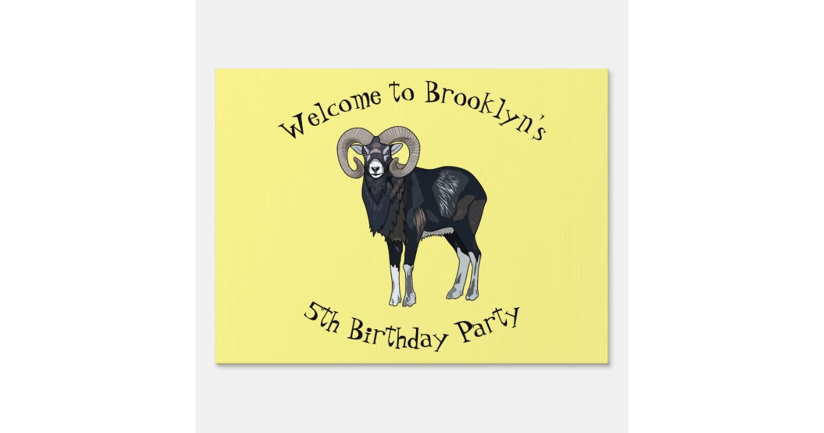 Mouflon sheep cartoon illustration sign | Zazzle