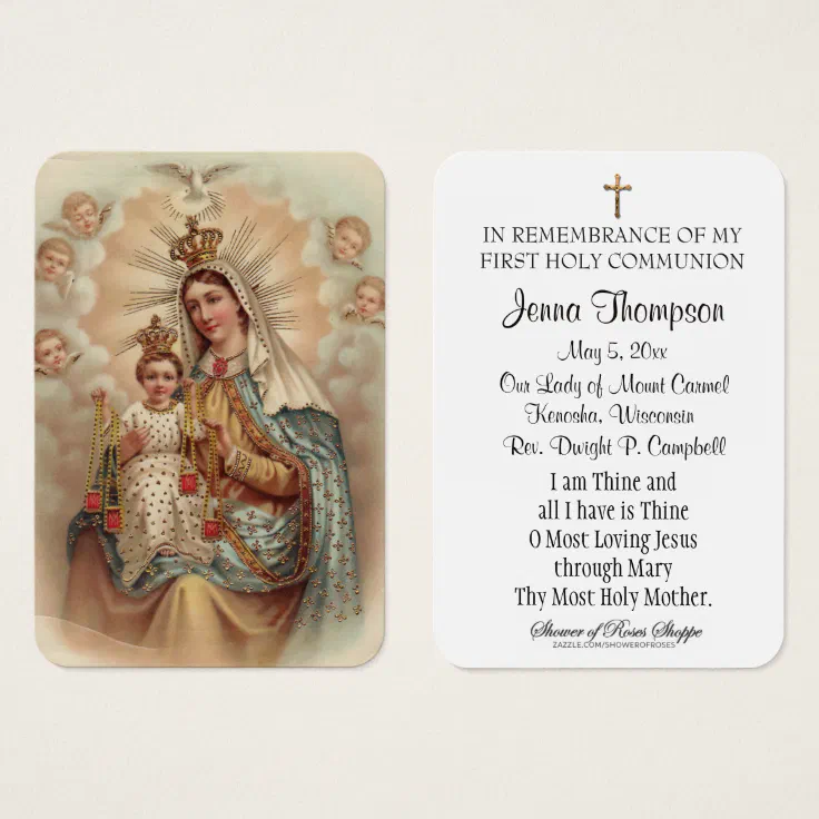Mount Carmel First Holy Communion Remembrance Card | Zazzle