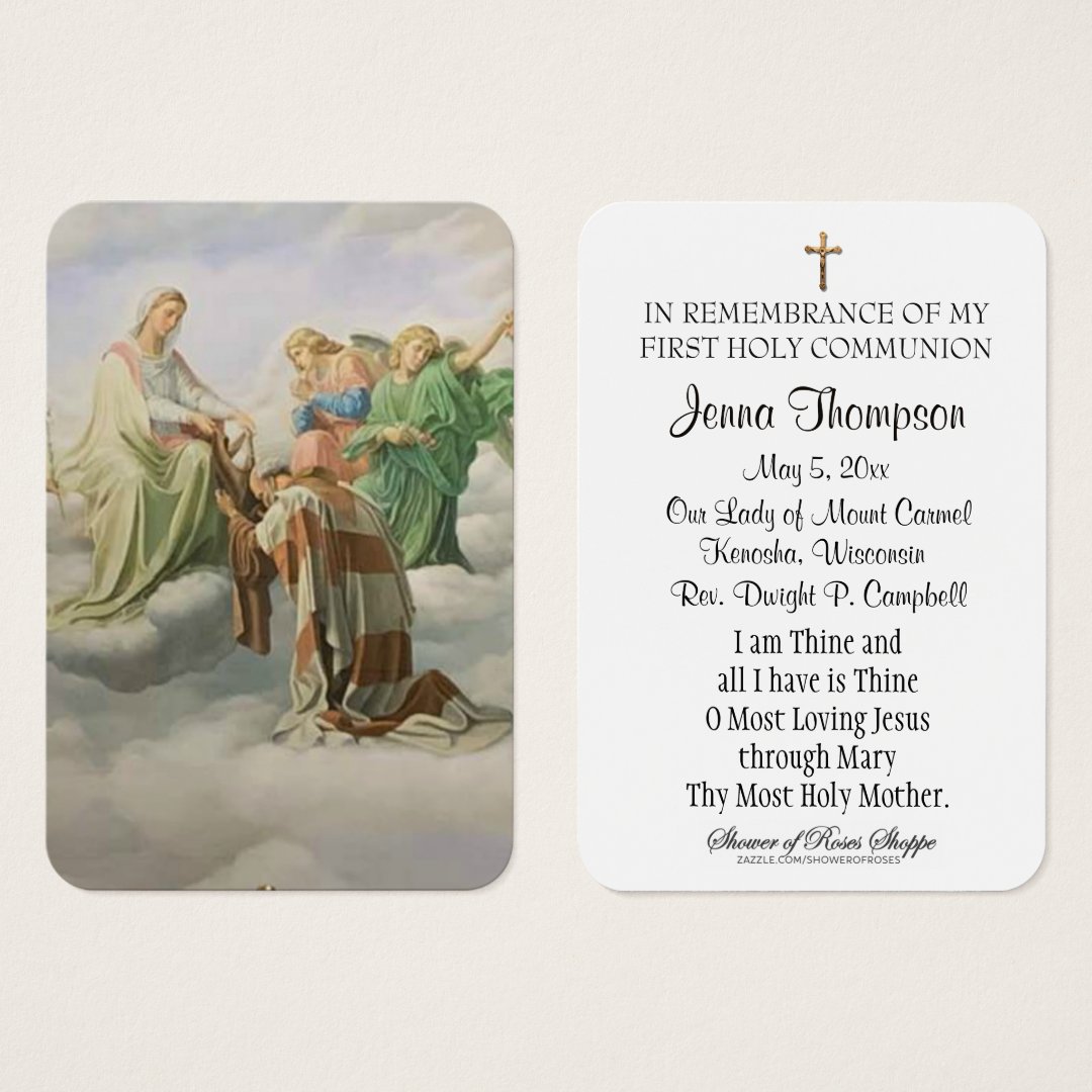 Mount Carmel First Holy Communion Remembrance Card | Zazzle