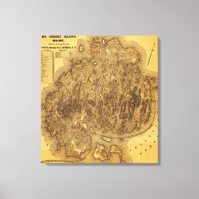 Mount Desert IslandPanoramic Map Canvas Print | Zazzle