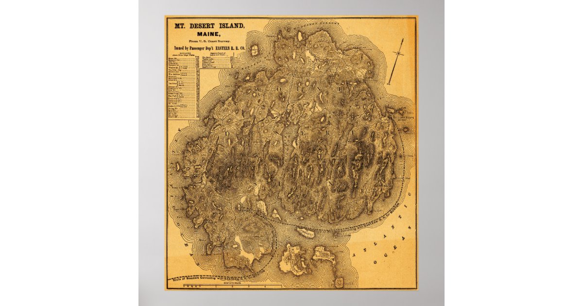 Mount Desert IslandPanoramic Map Poster | Zazzle