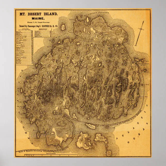 Mount Desert IslandPanoramic Map Poster | Zazzle