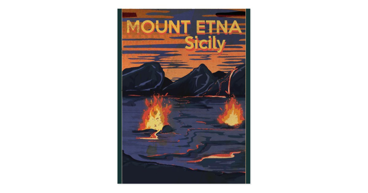 Mount Etna, Sicily vintage travel poster Postcard | Zazzle.com