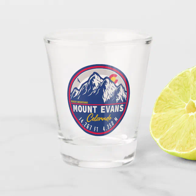 Mount Evans Colorado Retro Sunset Flag Souvenirs Shot Glass | Zazzle