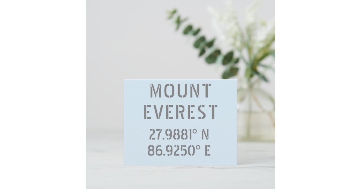 Mount Everest Latitude Longitude Postcard | Zazzle