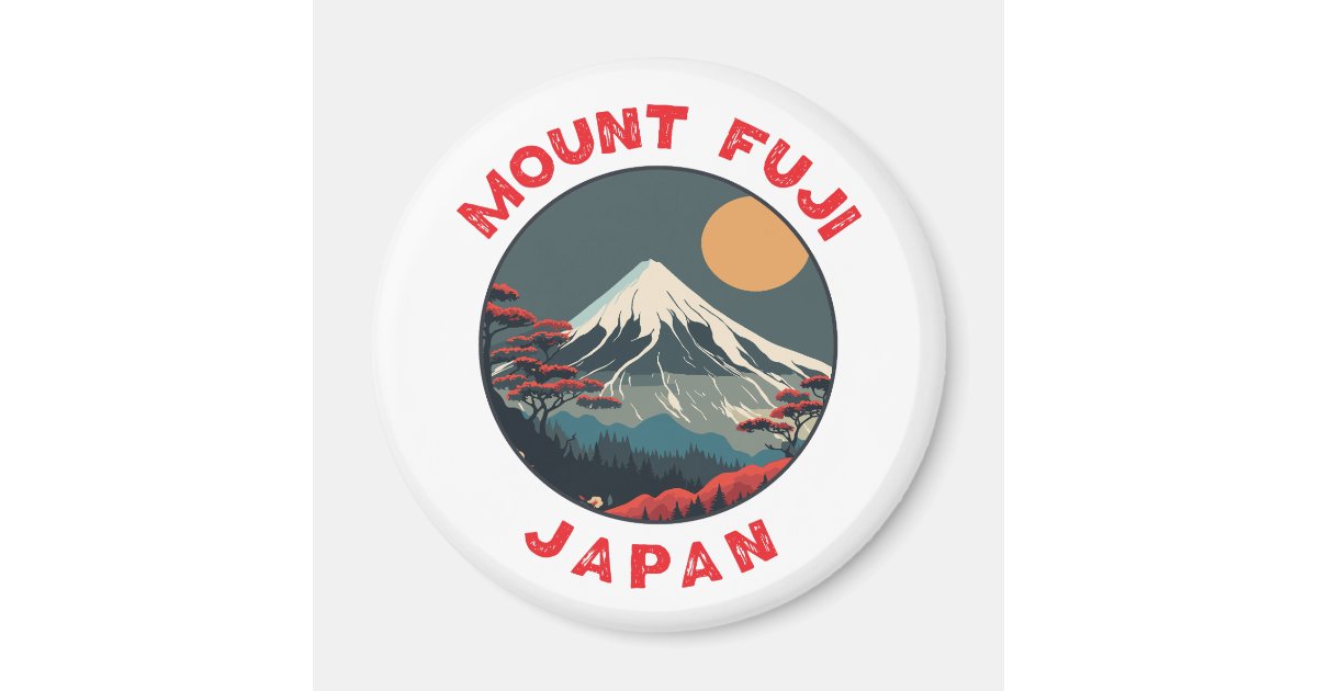 Mount Fuji Japan Distressed Circle Magnet | Zazzle